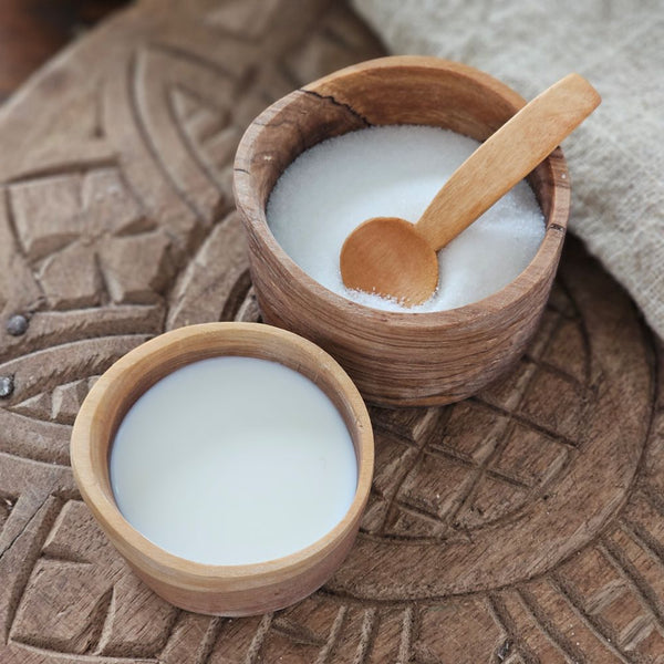 Rustic Olive Wood Sugar Bowl and Creamer Set - Farmhouse Wares