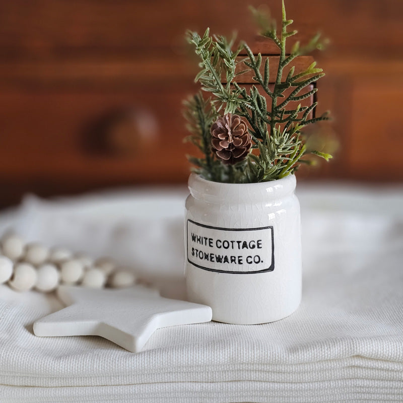 White Cottage Stoneware Jam Jar - Farmhouse Wares