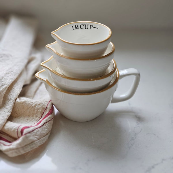 White Ceramic Nesting Measuring Cups - Farmhouse Wares