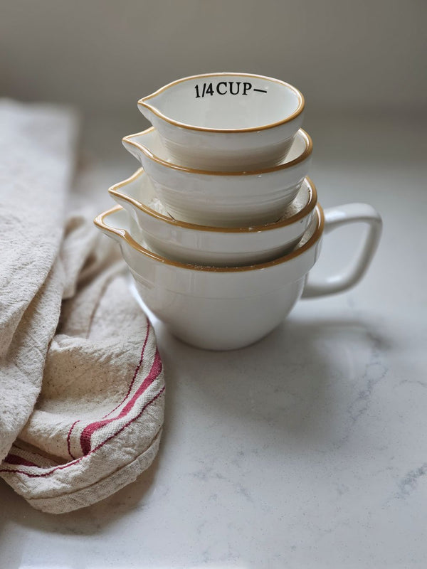 White Ceramic Nesting Measuring Cups - Farmhouse Wares