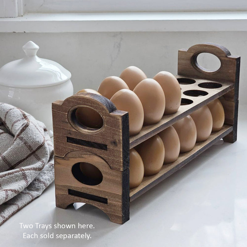 Rustic Wood Stackable Egg Tray - Farmhouse Wares