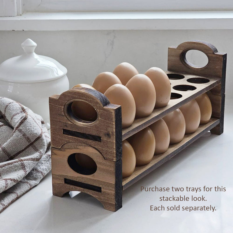 Rustic Wood Stackable Egg Tray - Farmhouse Wares