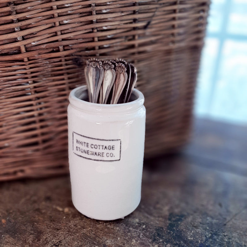 White Cottage Stoneware Jam Jar - Farmhouse Wares