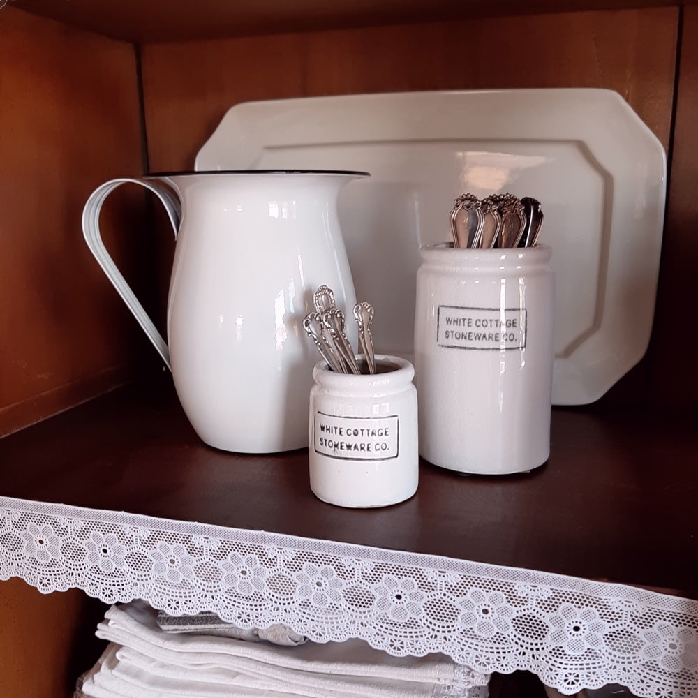 White Cottage Stoneware Jam Jar - Farmhouse Wares